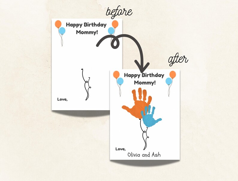 Happy Bithday Balloon Handprint Art, DIY Birthday Card Handprint ...