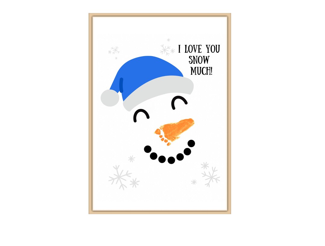 Snowman Footprint Art Printable, Gift From Kids, Craft for Toddlers ...