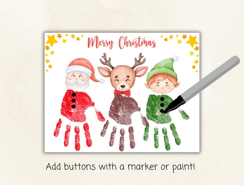Christmas Handprint Art, Christmas Santa Craft, Christmas Keepsake ...