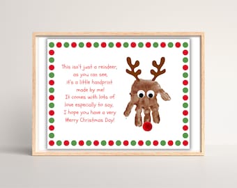Reindeer Handprint Christmas Poem Craft, Preschool Christmas Art ...