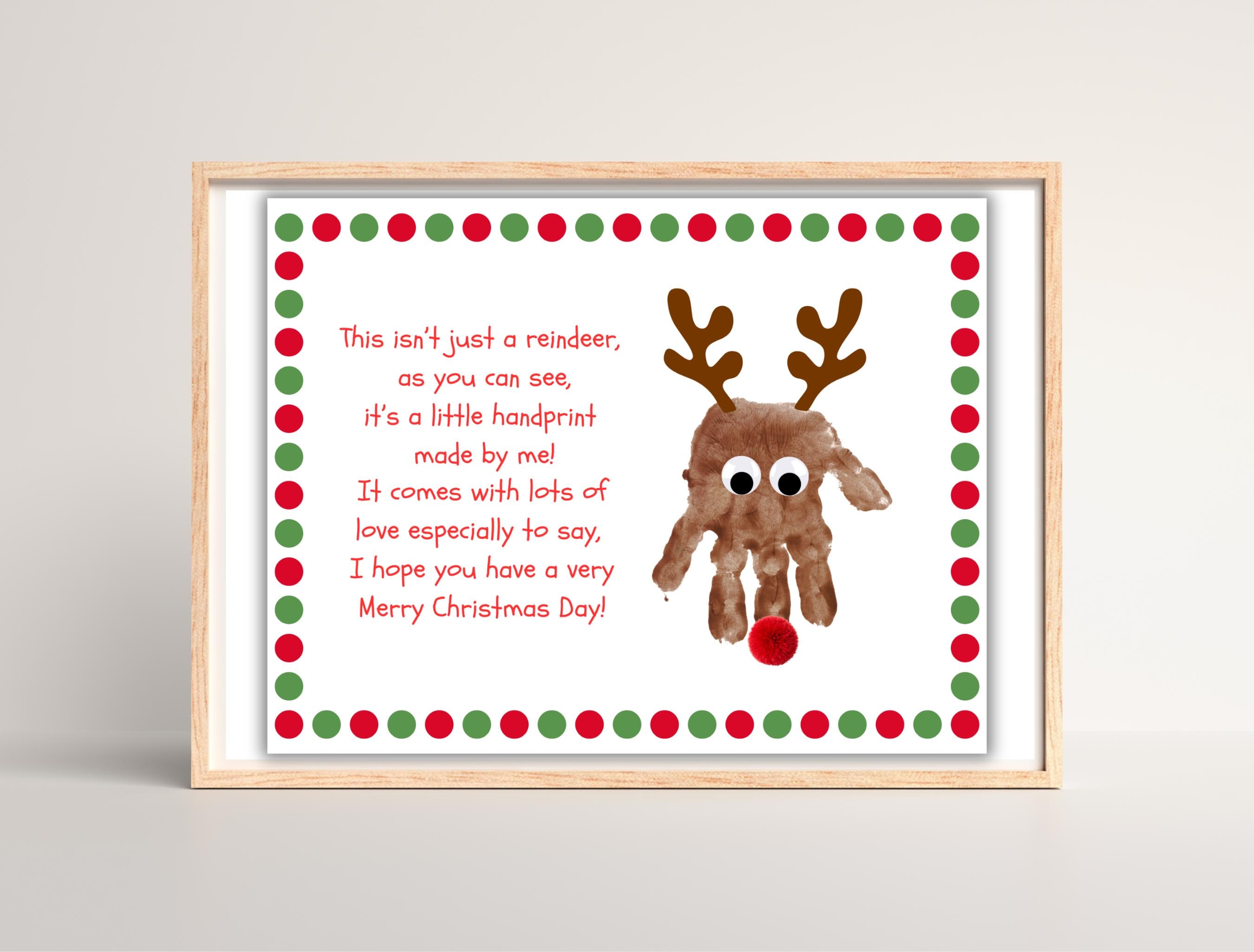 Reindeer Handprint Christmas Poem Craft, Preschool Christmas Art ...