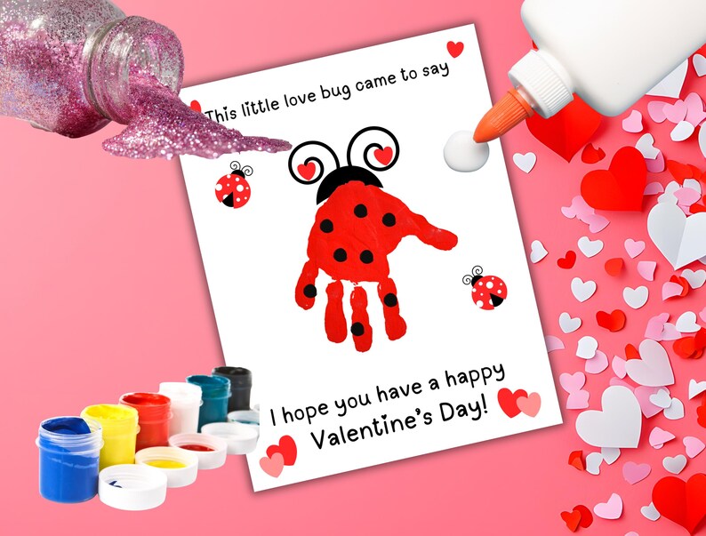 Valentine’s Day Handprint Art, Valentine’s Handprint Craft Lovebug ...