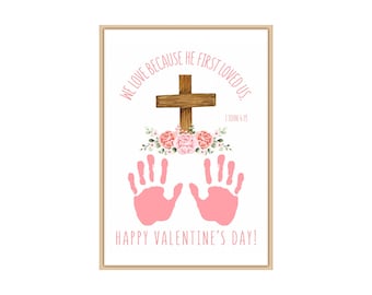 Preschool Bible Craft, Valentine’s Handprint, Christian Craft, Sunday ...