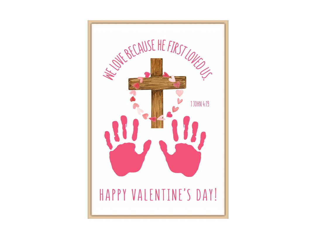 Preschool Bible Craft, Valentine’s Handprint, Christian Craft, Sunday ...