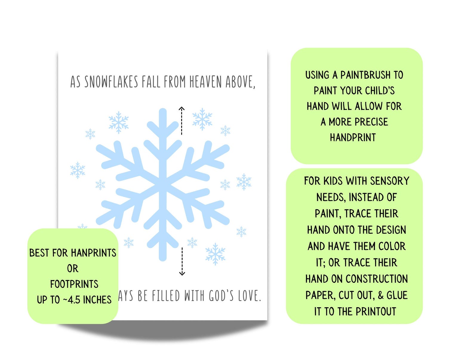 Snowflake Handprint Winter Blessing Craft, Sunday School Art (digital ...