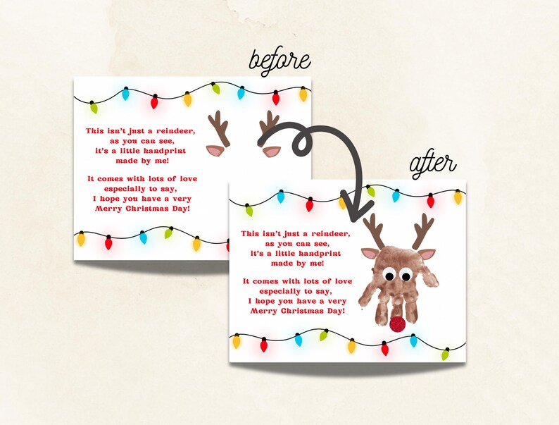 Reindeer Handprint Christmas Poem Craft, Preschool Christmas Art ...