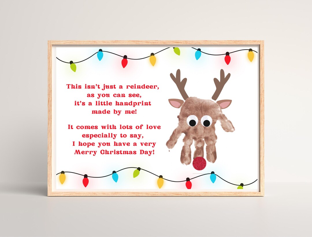 Reindeer Handprint Christmas Poem Craft, Preschool Christmas Art ...