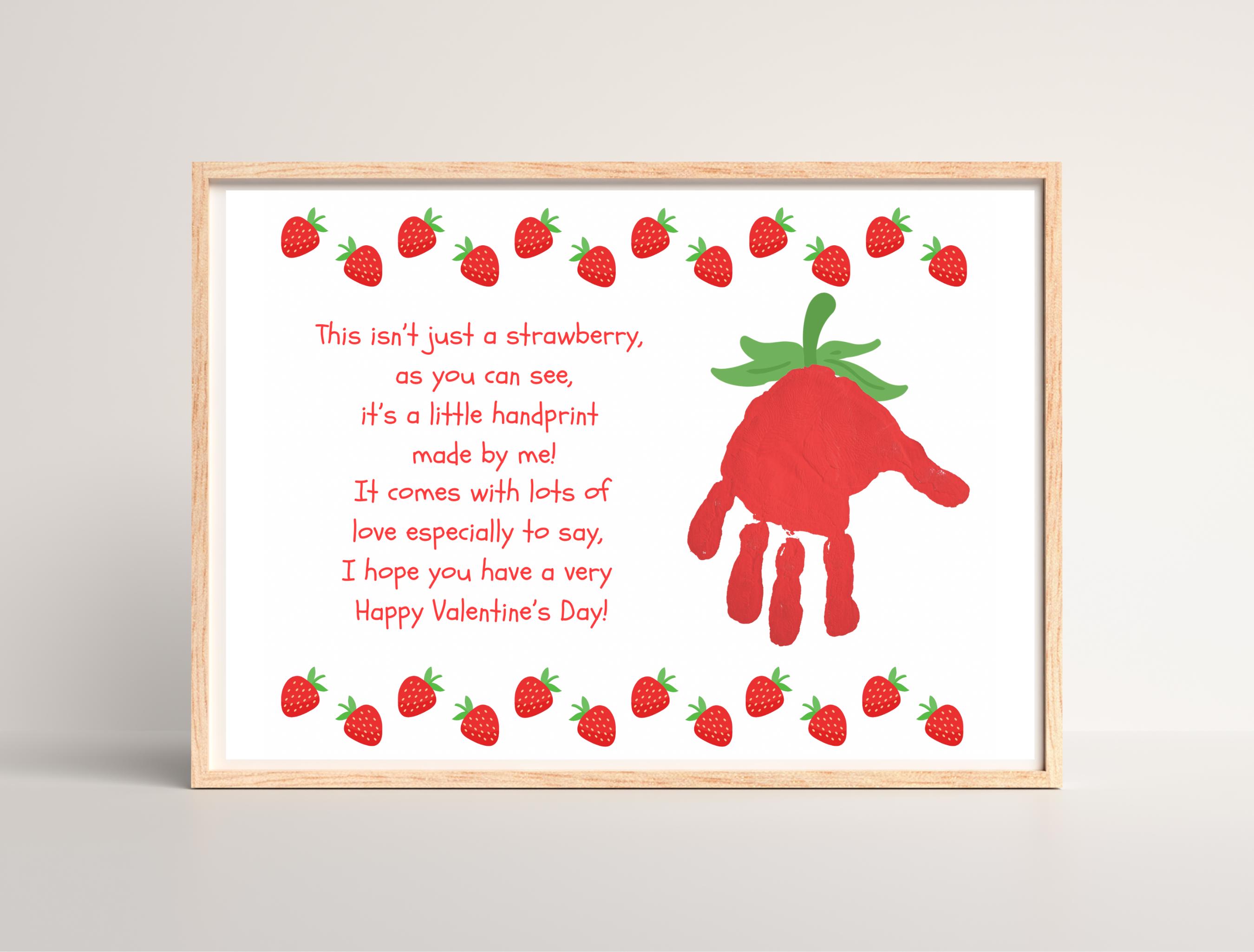 Valentine’s Day Handprint Art Strawberry Poem, Preschool Valentine ...