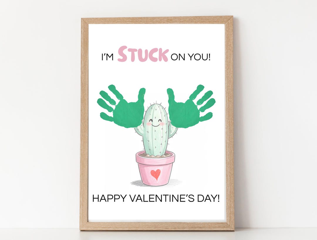 Valentine’s Day Handprint Art Craft, Cactus Handprint Keepsake Craft ...