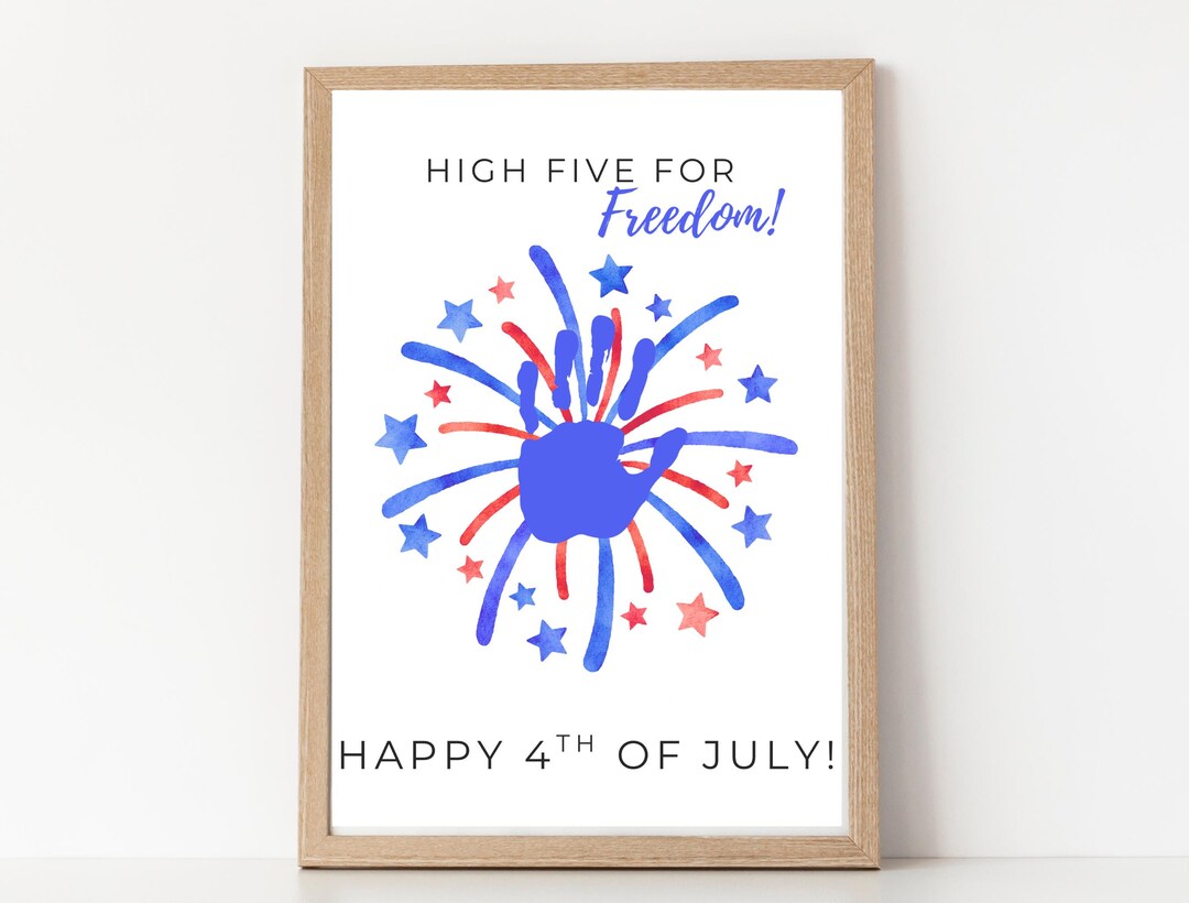 Handprint Art 4th of July Firework, Red White and Blue Handprint Craft ...
