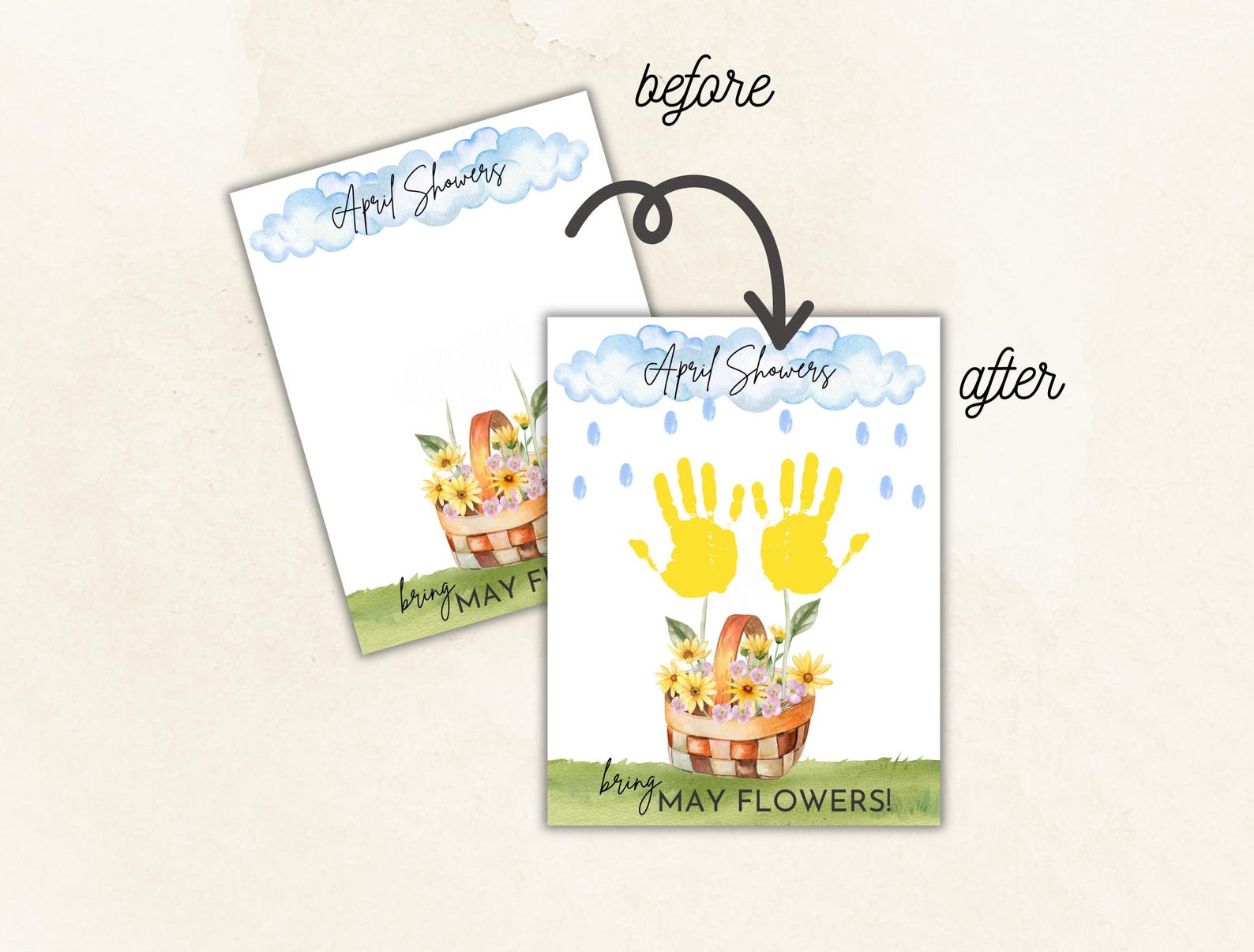 April Showers Bring May Flowers, Handprint Art, Spring Flowers Craft ...