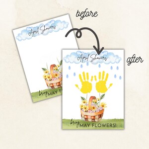 April Showers Bring May Flowers, Handprint Art, Spring Flowers Craft ...