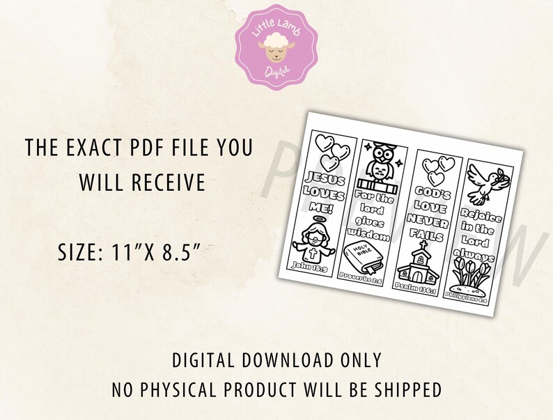 Bible Verse Coloring Bookmarks for Kids: Sunday School Craft (digital ...