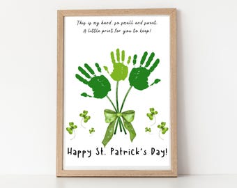 St. Patrick’s Day Handprint Craft, Printable Shamrock Bouquet Parent ...