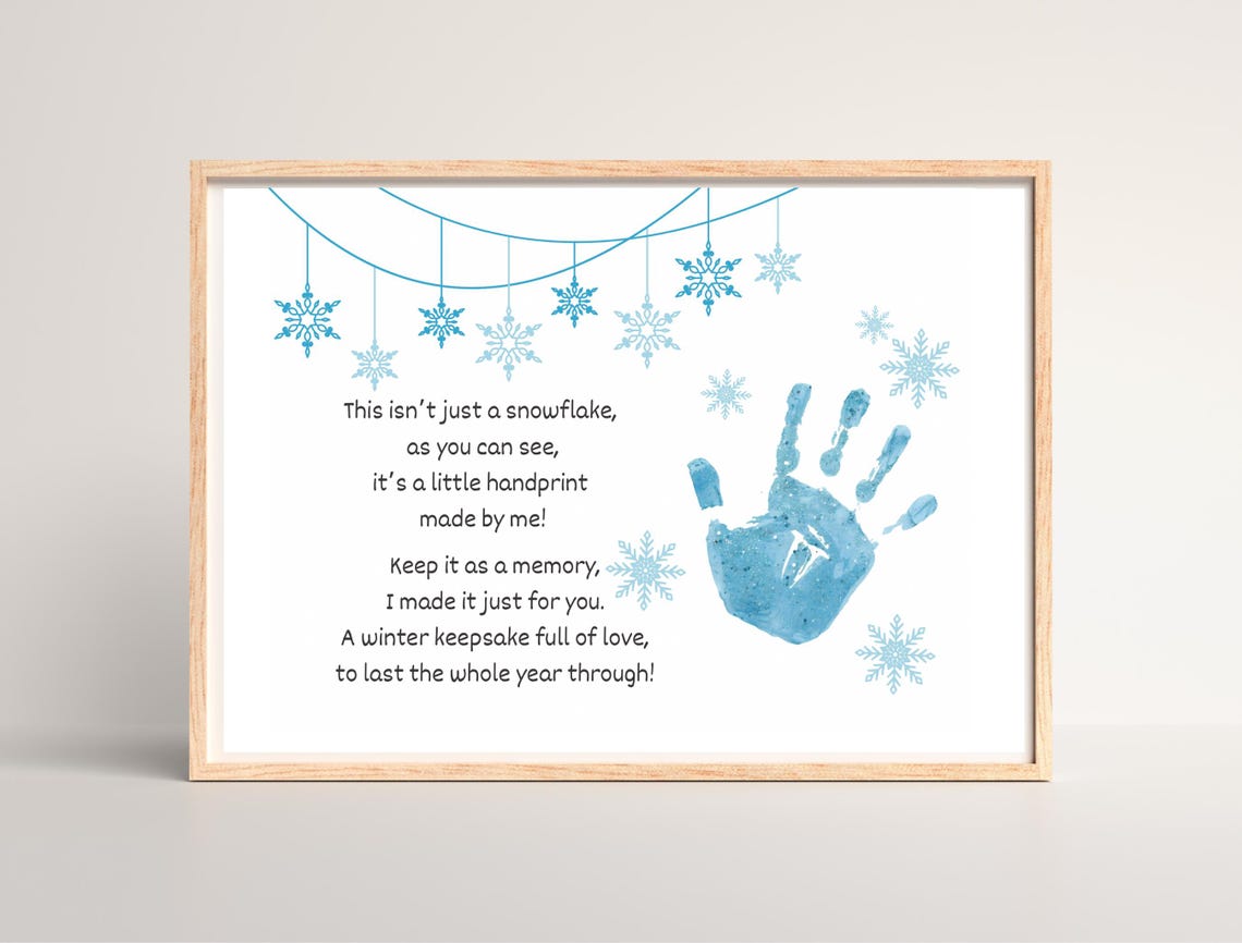 Winter Snowflake Handprint Art, Keepsake Poem (digital Download) - Etsy