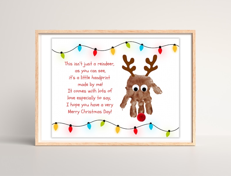 Reindeer Handprint Christmas Poem Craft, Preschool Christmas Art ...