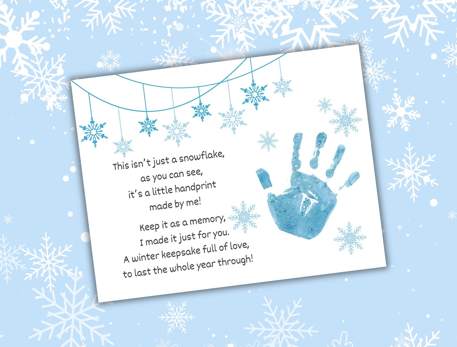 Winter Snowflake Handprint Art, Keepsake Poem (digital Download) - Etsy