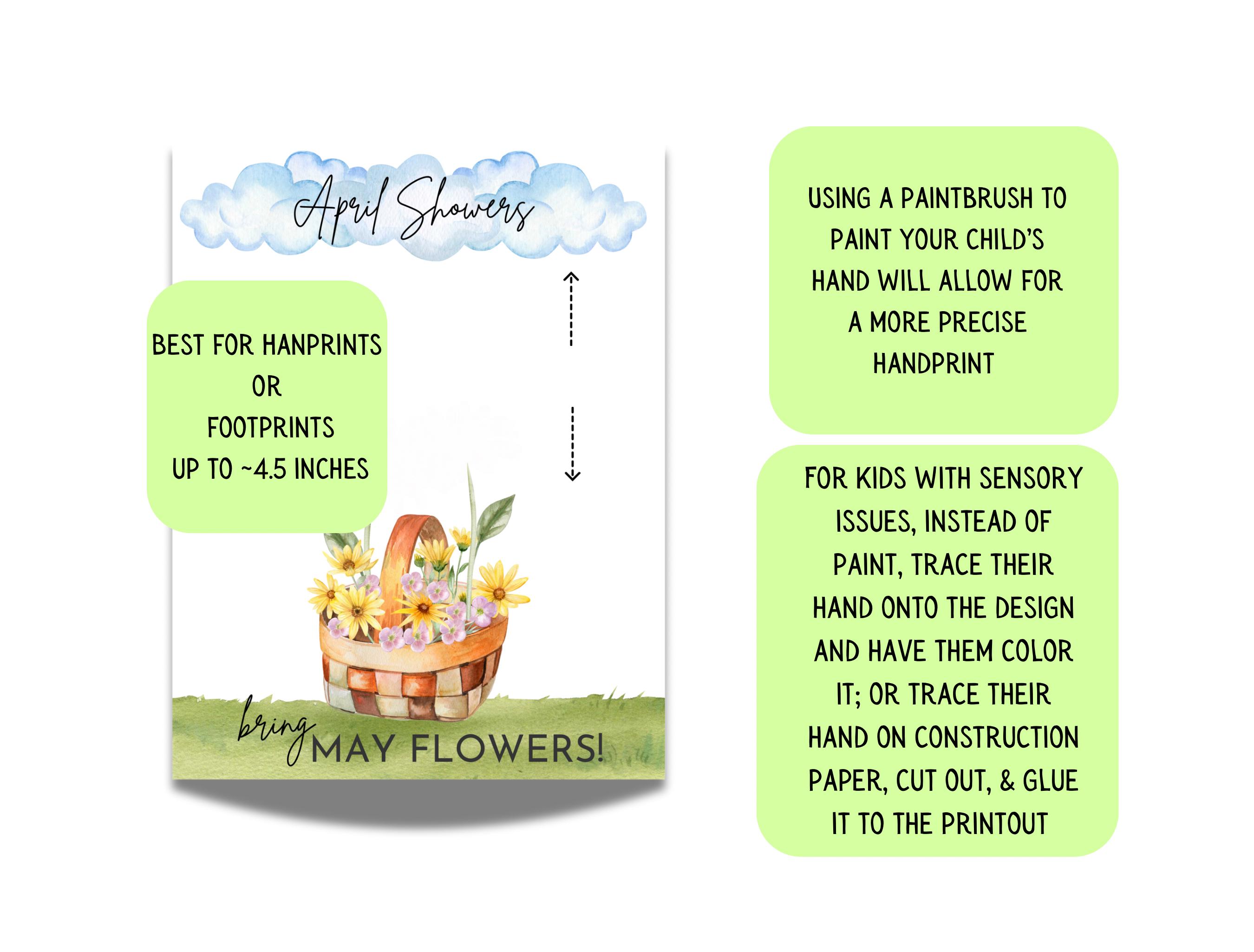 April Showers Bring May Flowers, Handprint Art, Spring Flowers Craft ...