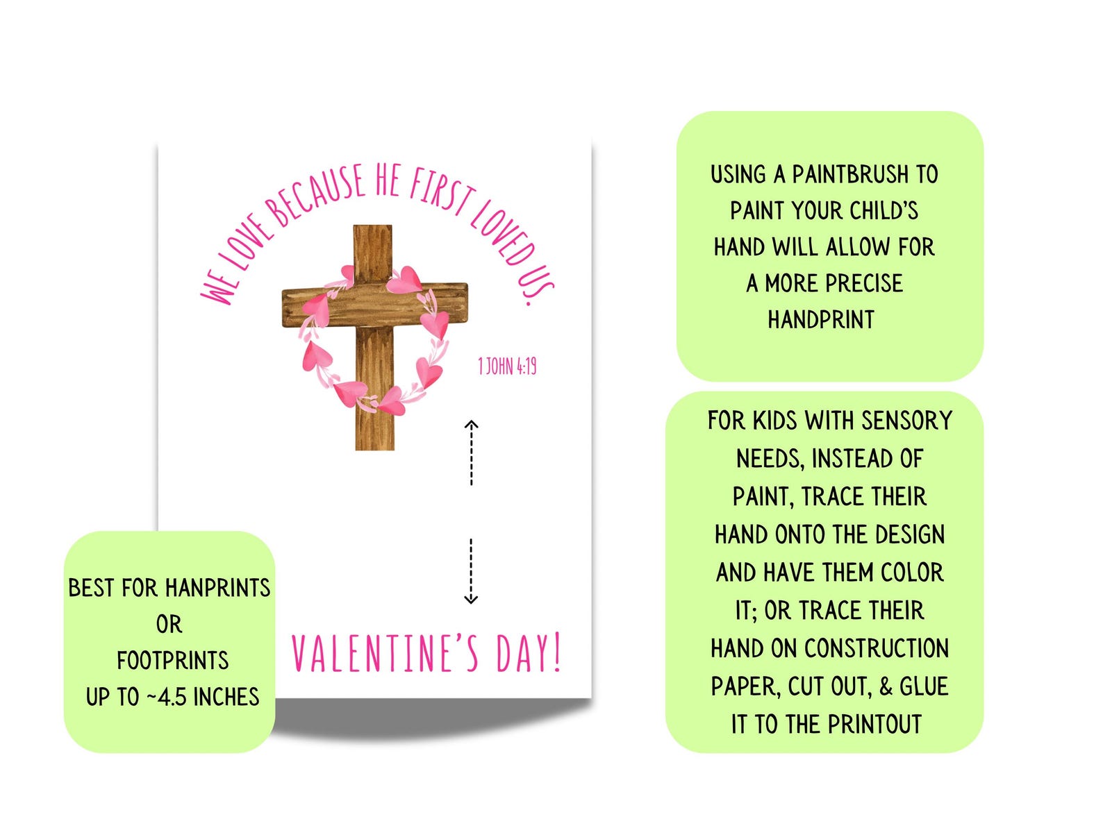 Preschool Bible Craft, Valentine’s Handprint, Christian Craft, Sunday ...