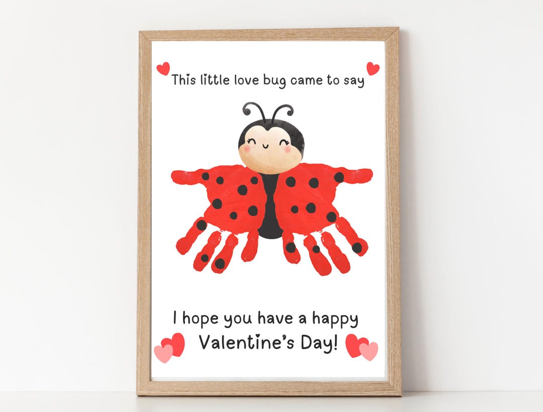 Valentine’s Day Handprint Art, Valentine’s Handprint Craft Lovebug ...