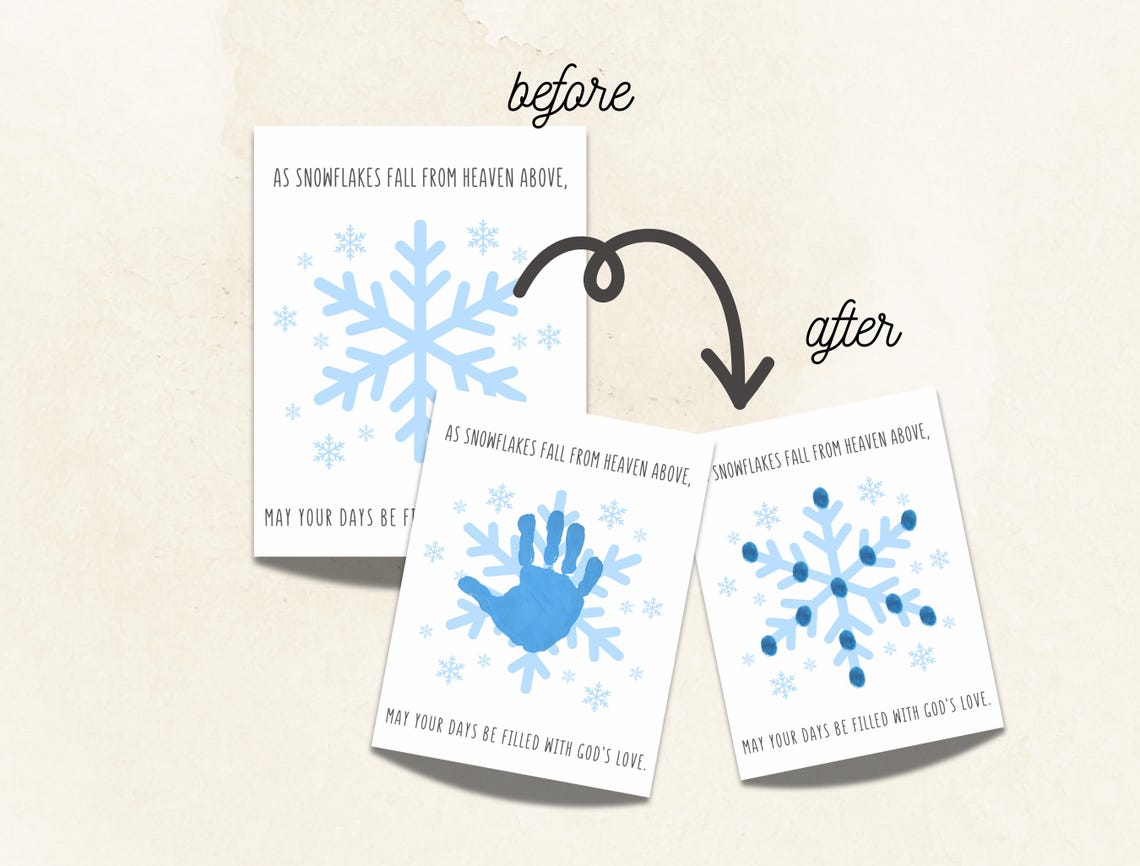 Snowflake Handprint Winter Blessing Craft, Sunday School Art (digital ...