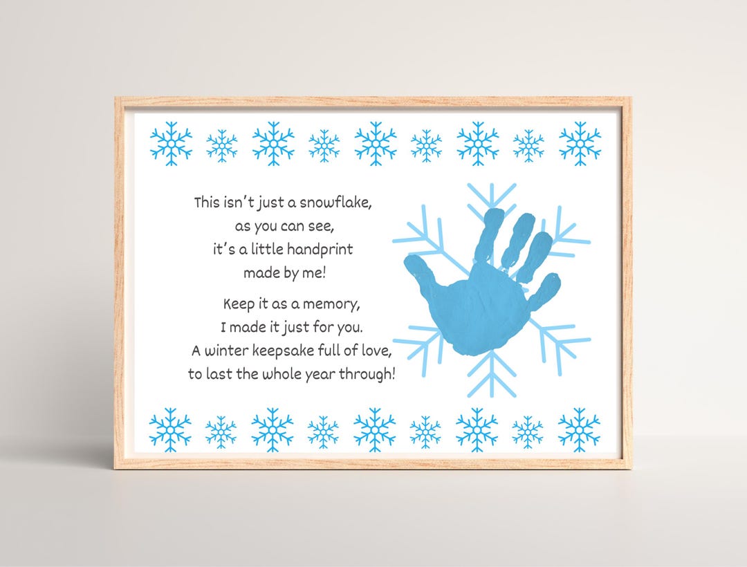 Winter Snowflake Handprint Art, Keepsake Poem (digital Download) - Etsy