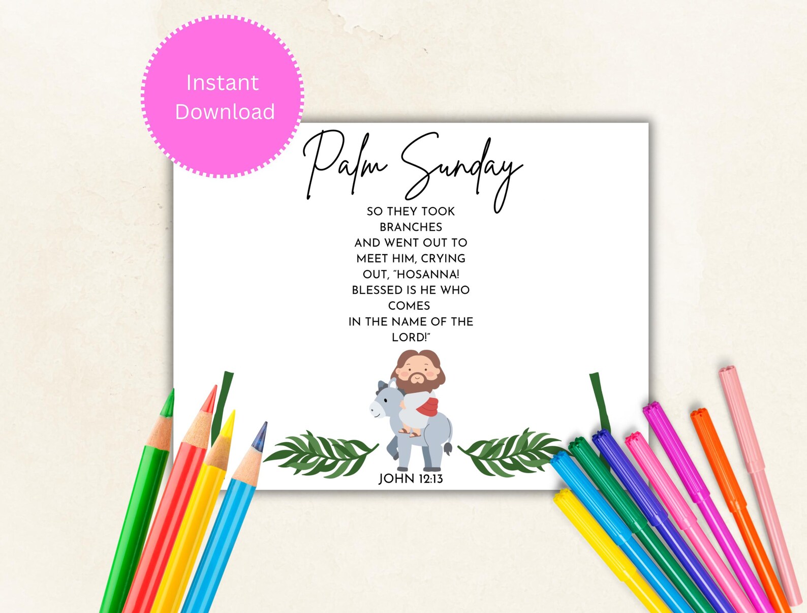 Palm Sunday Handprint Art Craft, Printable Palm Sunday Craft, Easter ...