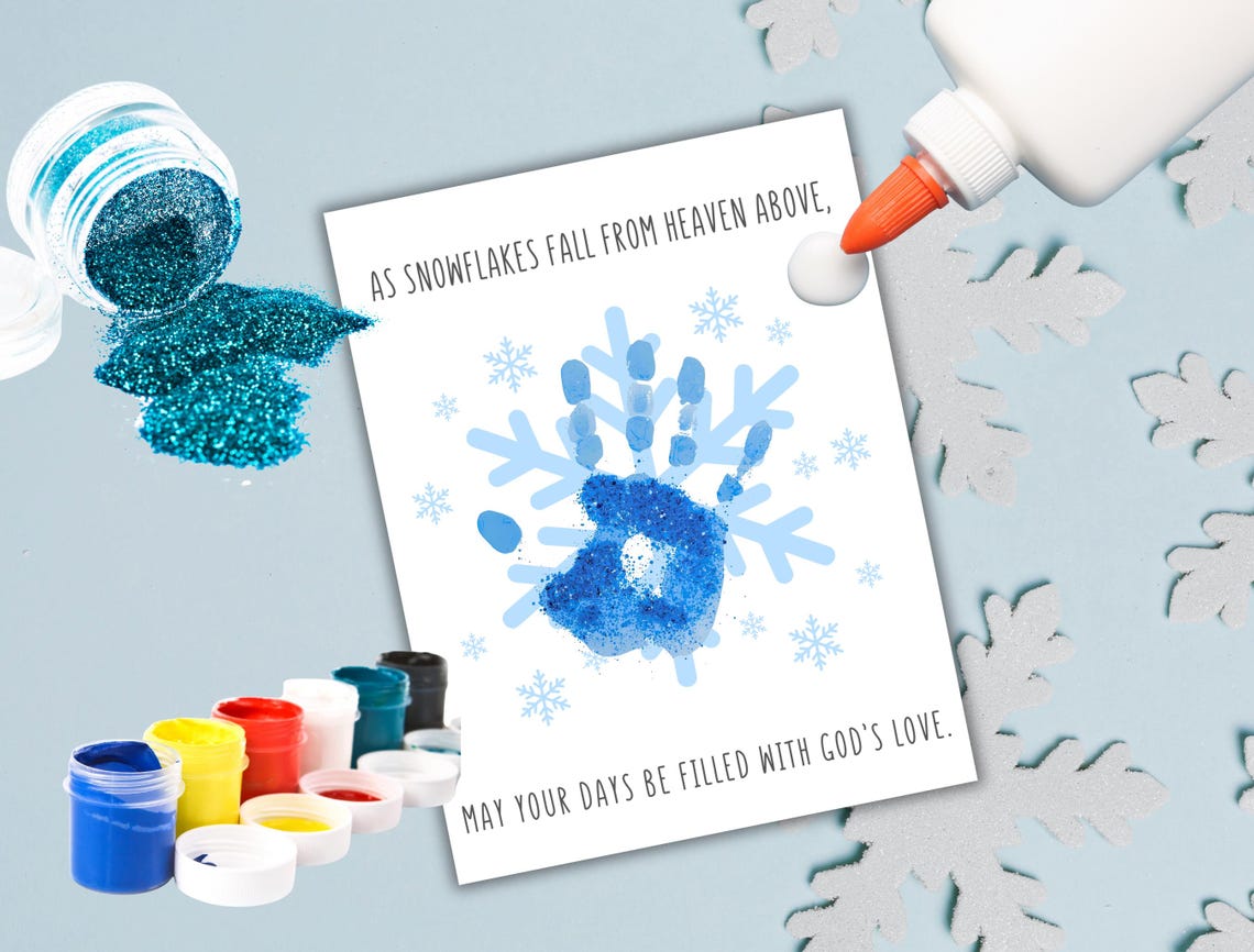 Snowflake Handprint Winter Blessing Craft, Sunday School Art (digital ...