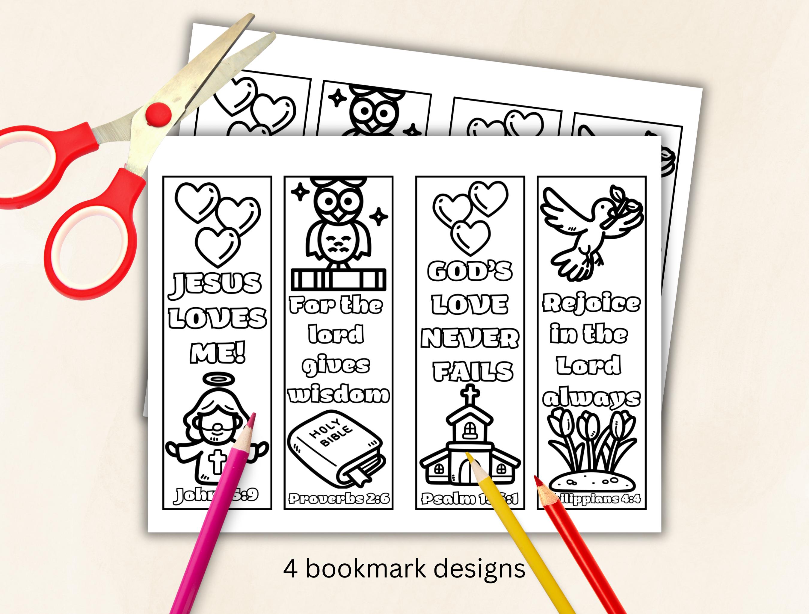 Bible Verse Coloring Bookmarks for Kids: Sunday School Craft (digital ...