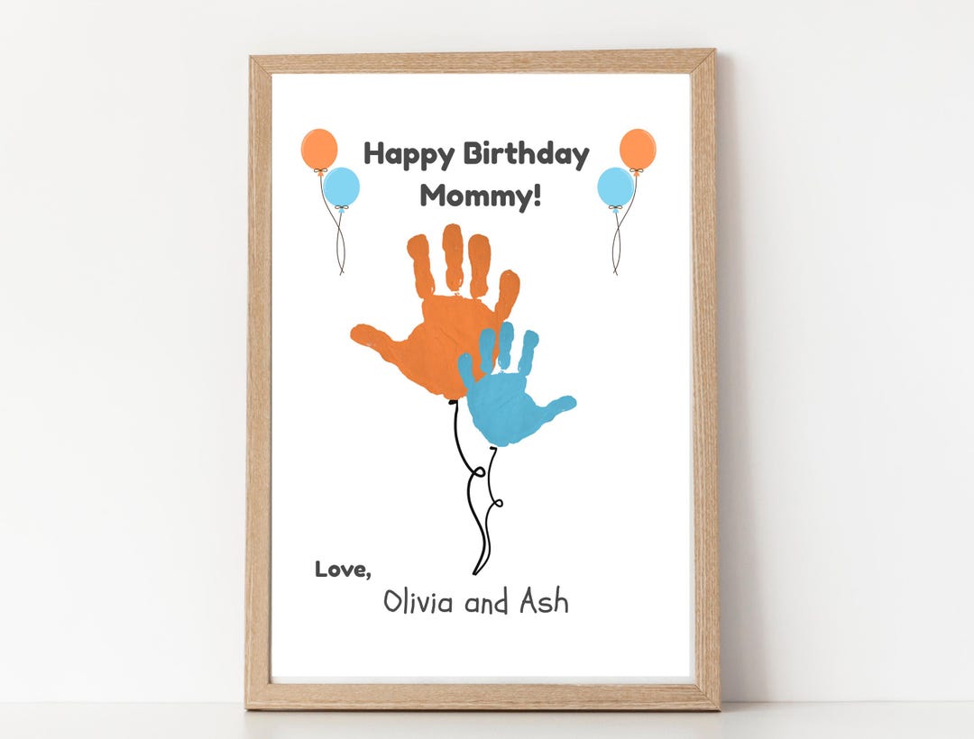 Happy Bithday Balloon Handprint Art, DIY Birthday Card Handprint ...