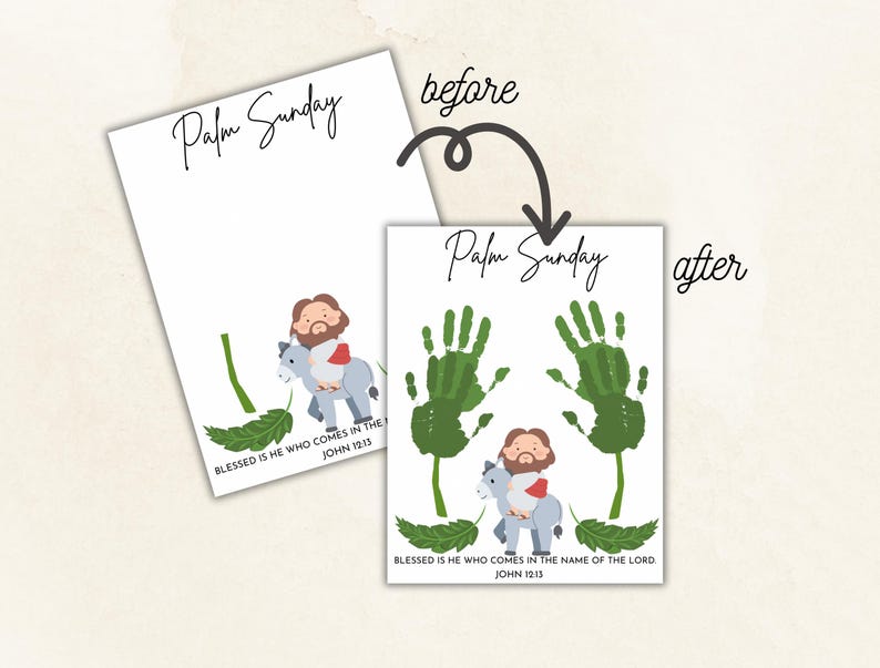 Palm Sunday Handprint Art Craft, Printable Palm Sunday Craft, Easter ...