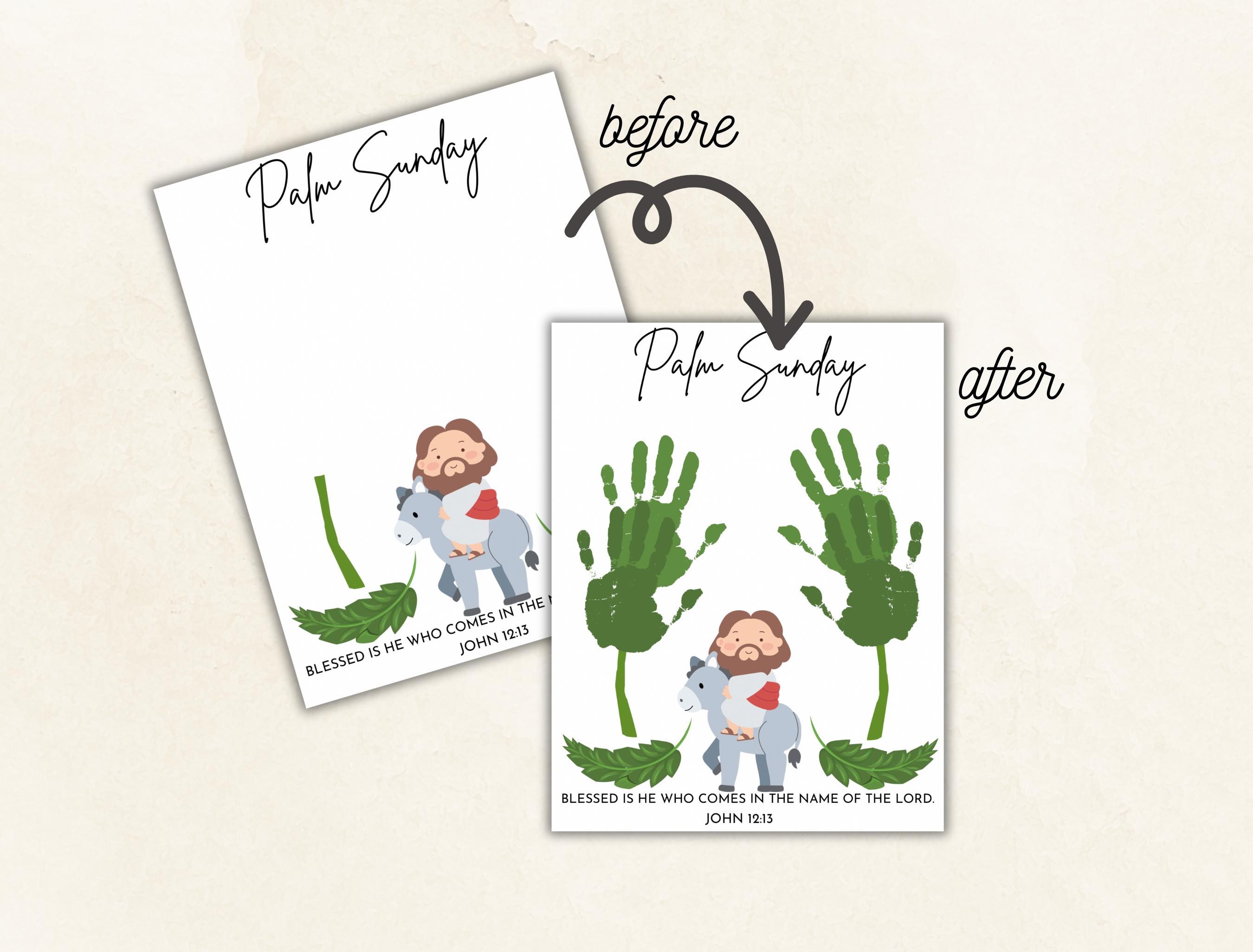 Palm Sunday Handprint Art Craft, Printable Palm Sunday Craft, Easter ...