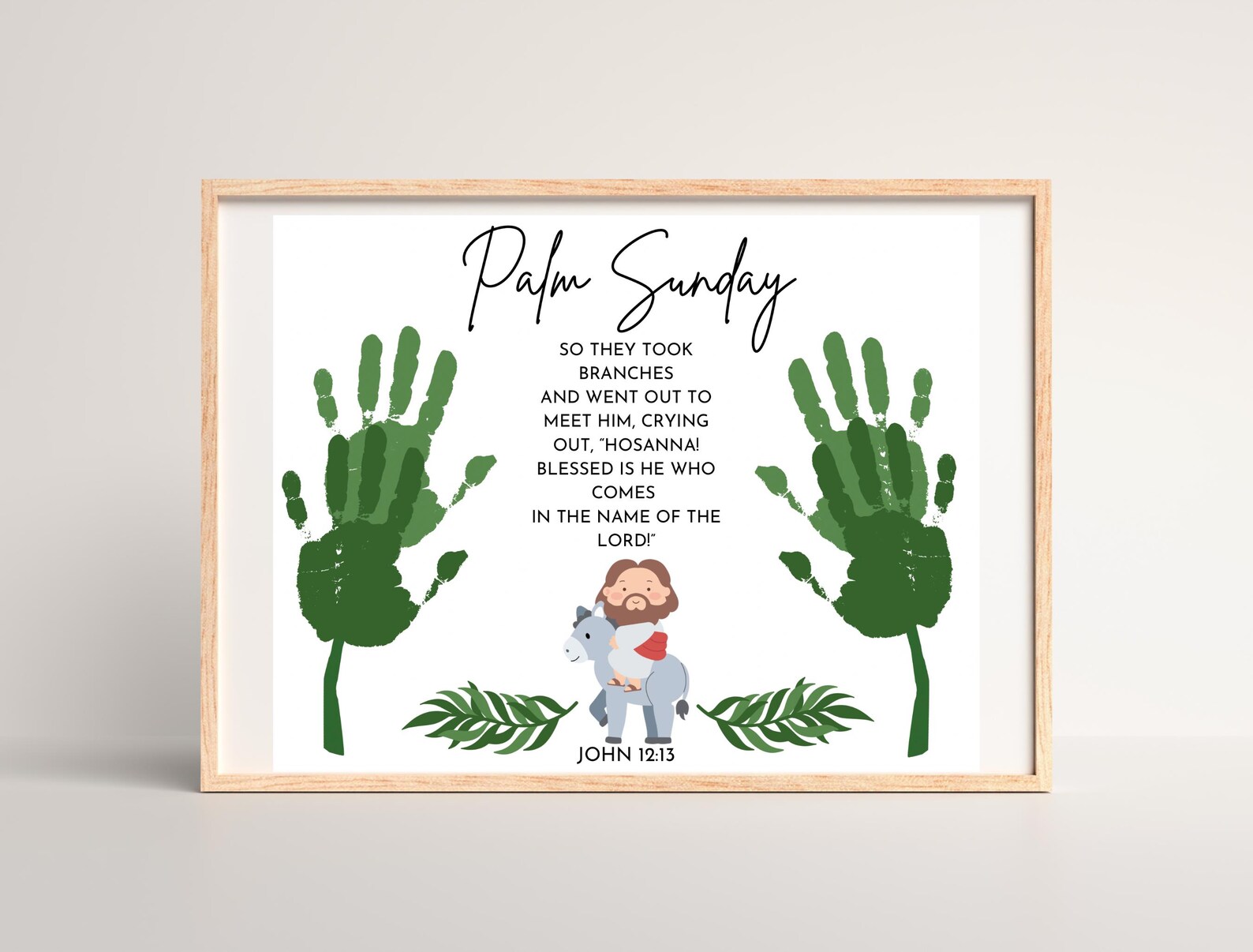 Palm Sunday Handprint Art Craft, Printable Palm Sunday Craft, Easter ...
