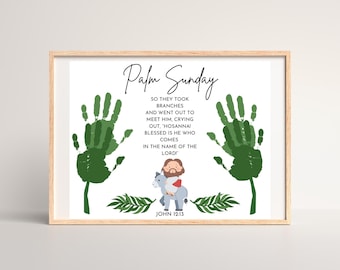 Palm Sunday Handprint Art Craft, Printable Palm Sunday Craft, Easter ...