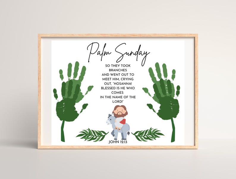 Palm Sunday Handprint Art Craft, Printable Palm Sunday Craft, Easter ...