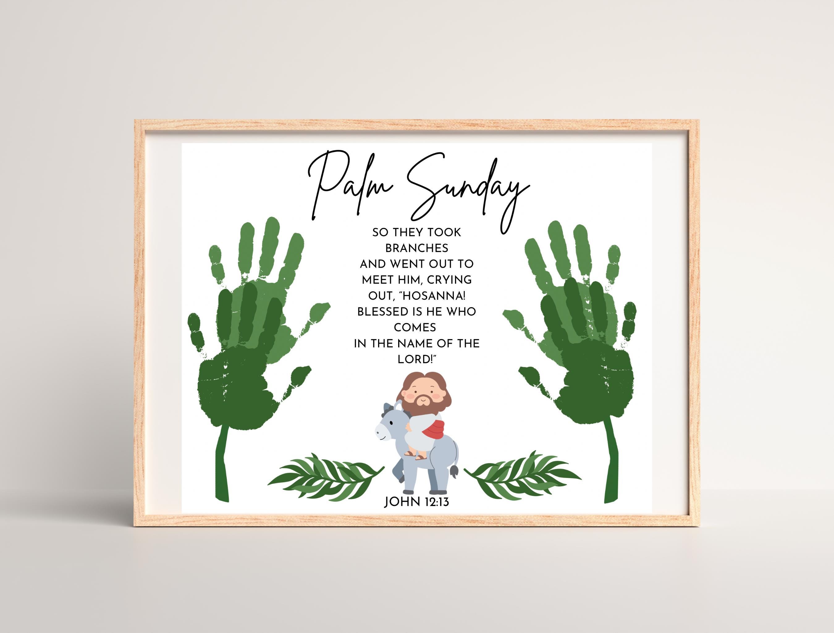 Palm Sunday Handprint Art Craft, Printable Palm Sunday Craft, Easter ...