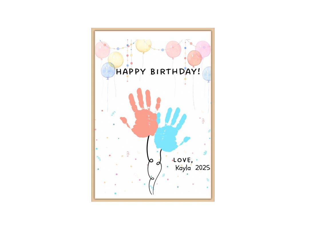Handprint Balloons Birthday Art, DIY Keepsake Gift (digital Download ...