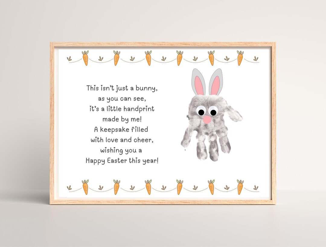 Easter Bunny Handprint Art Poem Craft, Preschool Easter Art (digital ...
