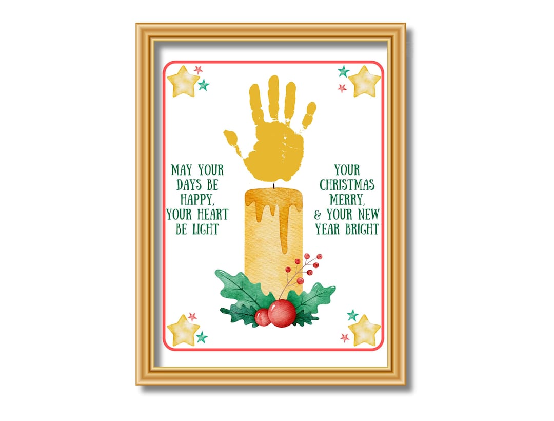 Christmas Handprint Art, Christmas Candle Craft, Christmas Keepsake ...