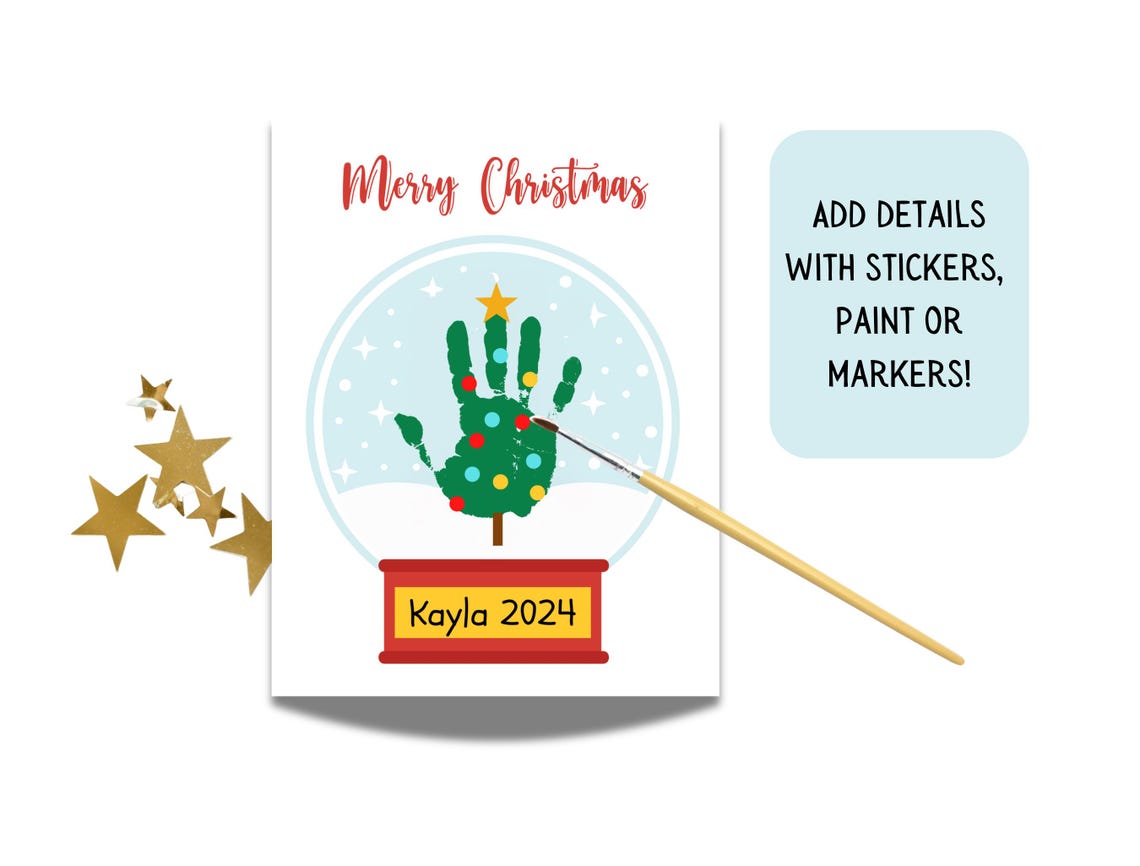 Christmas Snow Globe Handprint Craft, Christmas Handprint Art Craft for ...