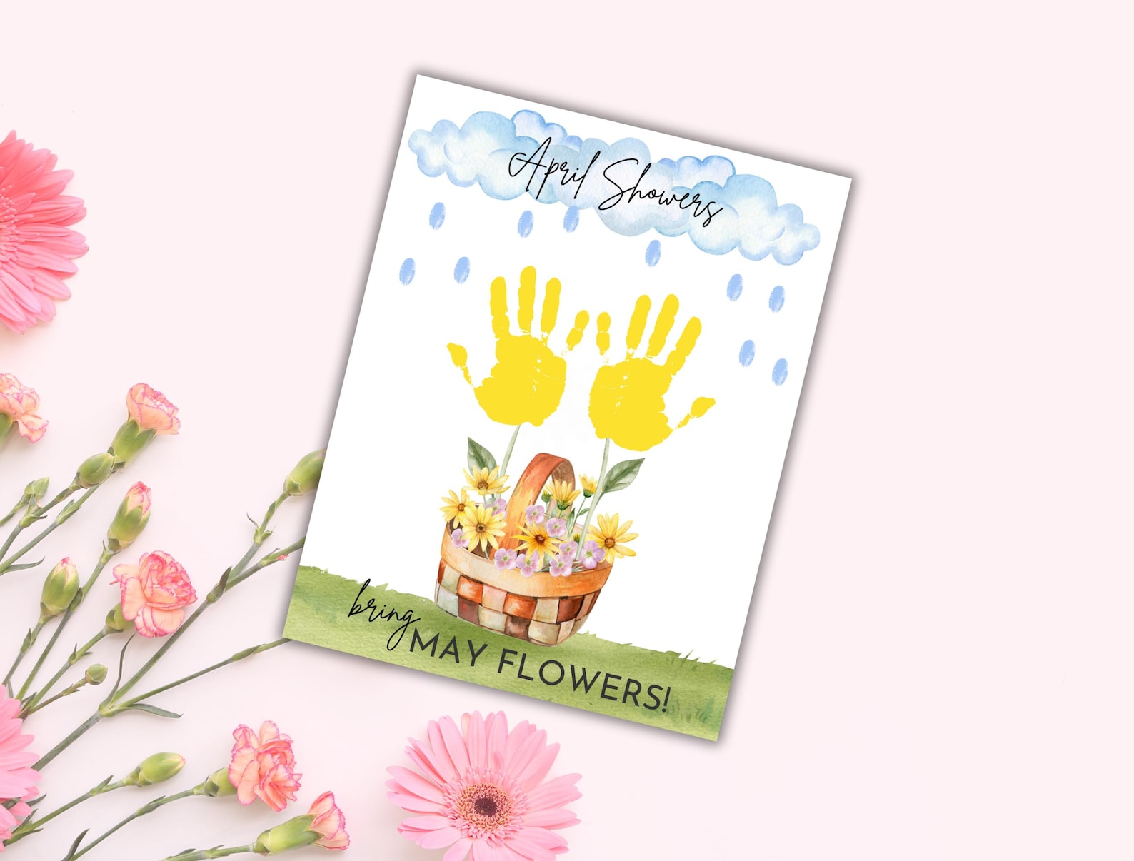 April Showers Bring May Flowers, Handprint Art, Spring Flowers Craft ...