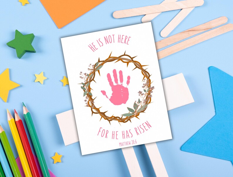 Easter Handprint Art, He is Risen Keepsake, Sunday School Craft (PDF ...