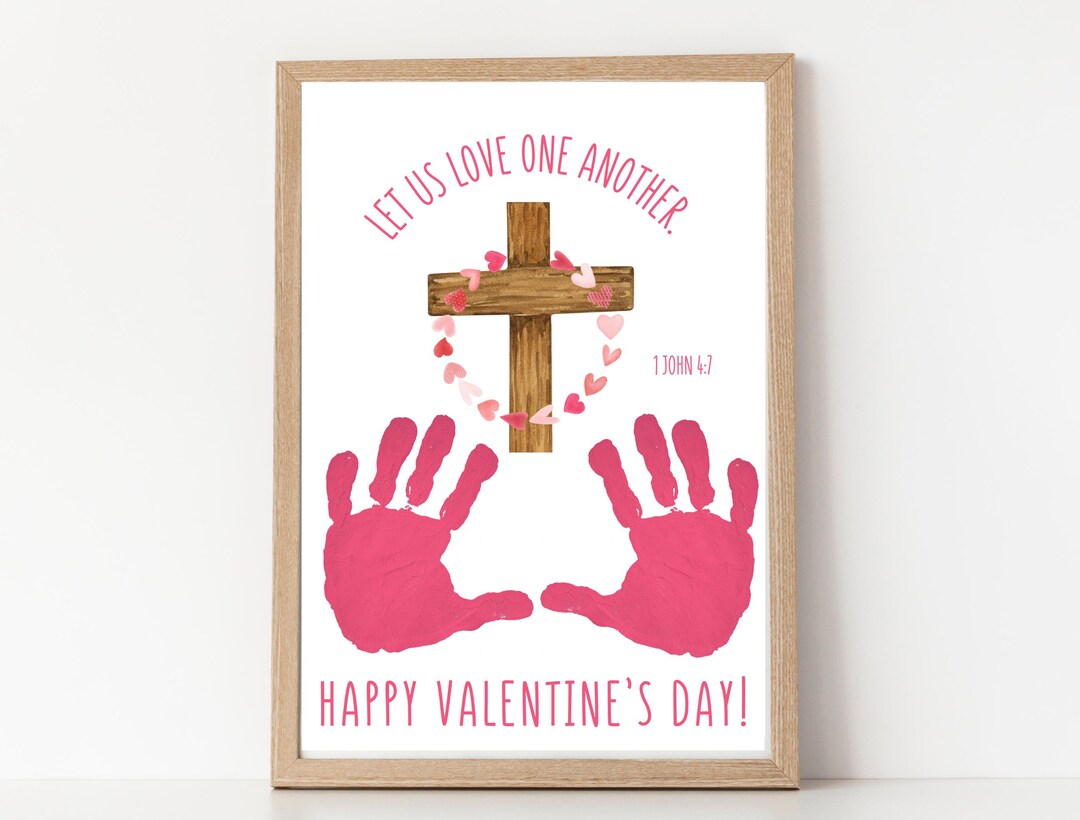 Preschool Bible Craft, Valentine’s Handprint, Christian Craft, Sunday ...