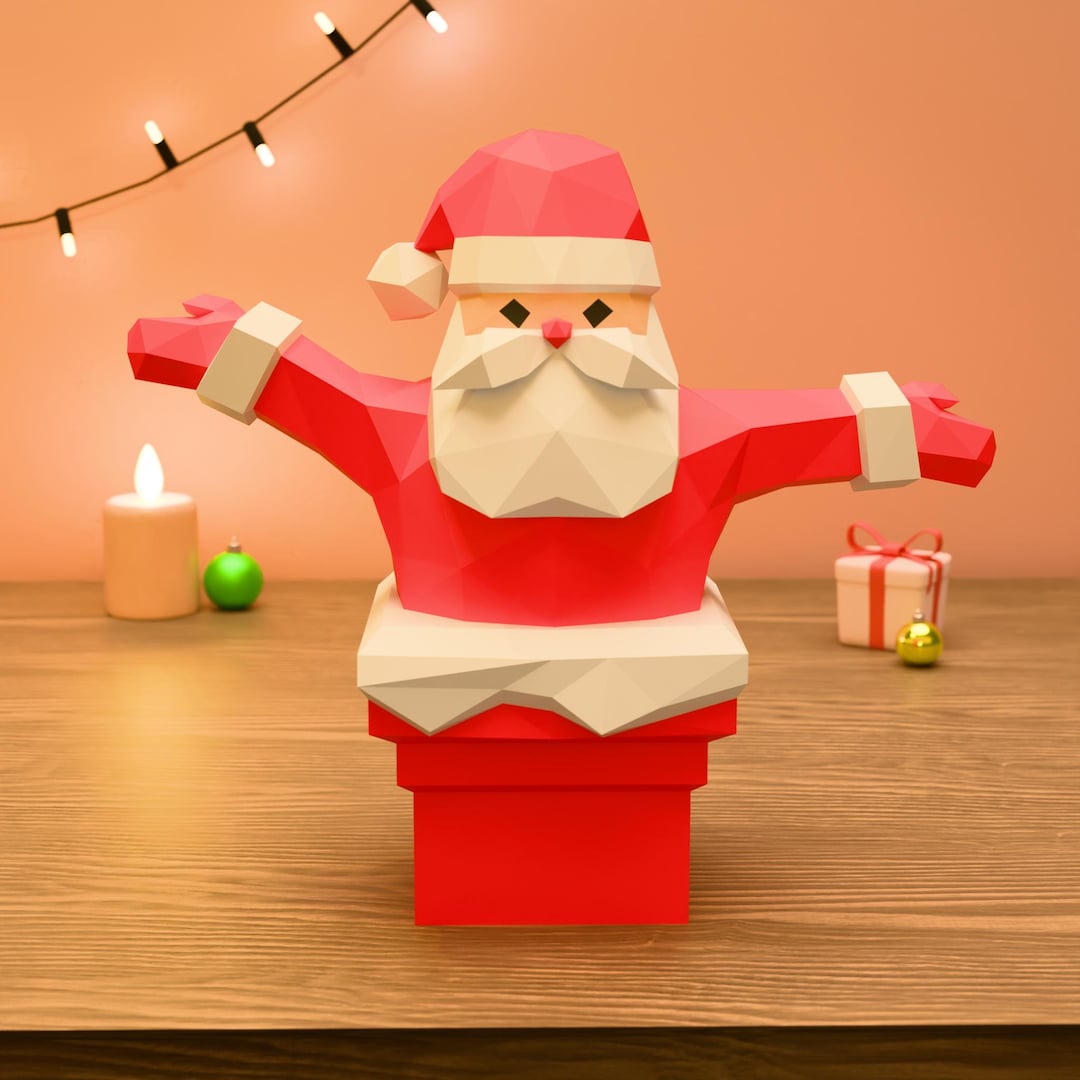 Santa Physical Kit : Papercraft 3D DIY Low Poly Paper Craft Christmas ...