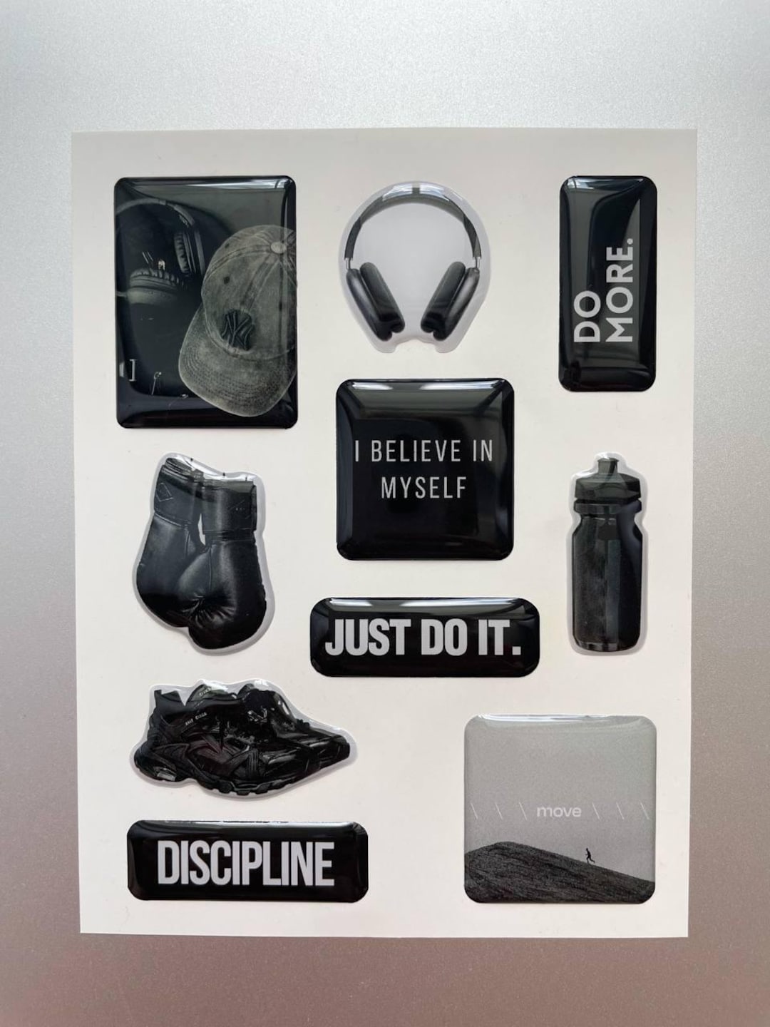 Black Mood 3D Sticker Set, Gym Motivation Stickers for Macbook, Ipad ...