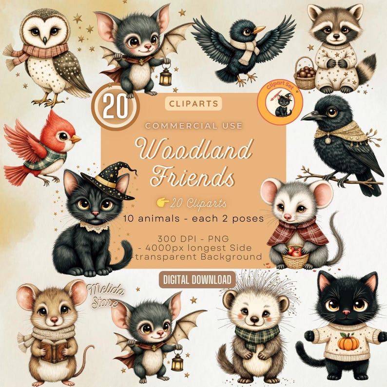 Woodland Animals Clipart Set – Watercolor Forest Creatures, 20 PNG ...
