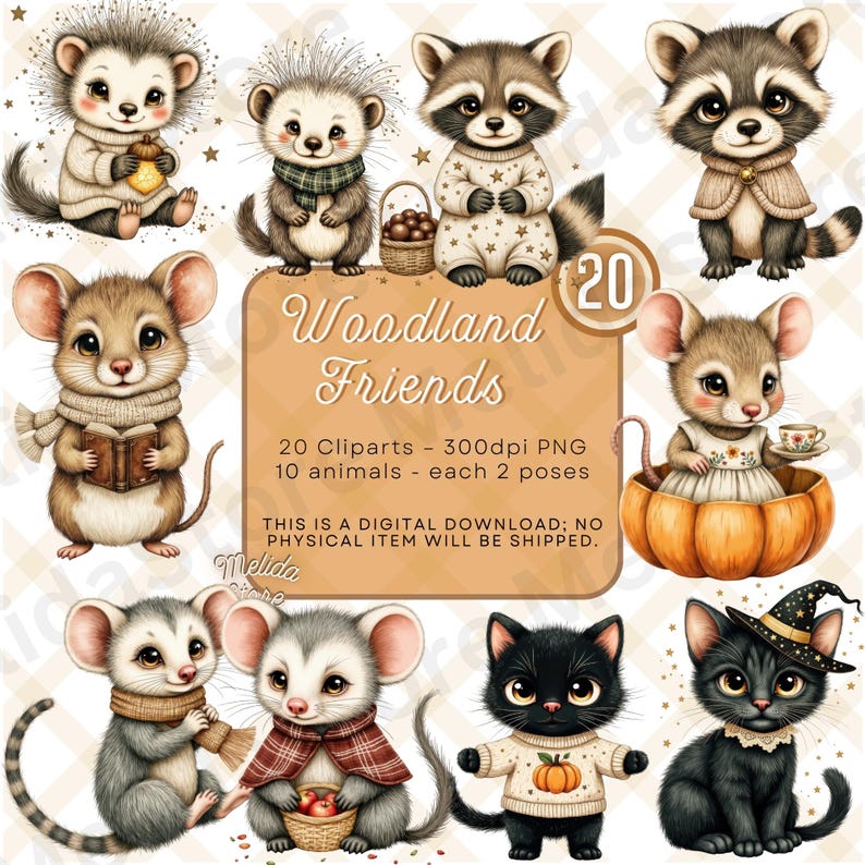 Woodland Animals Clipart Set – Watercolor Forest Creatures, 20 PNG ...