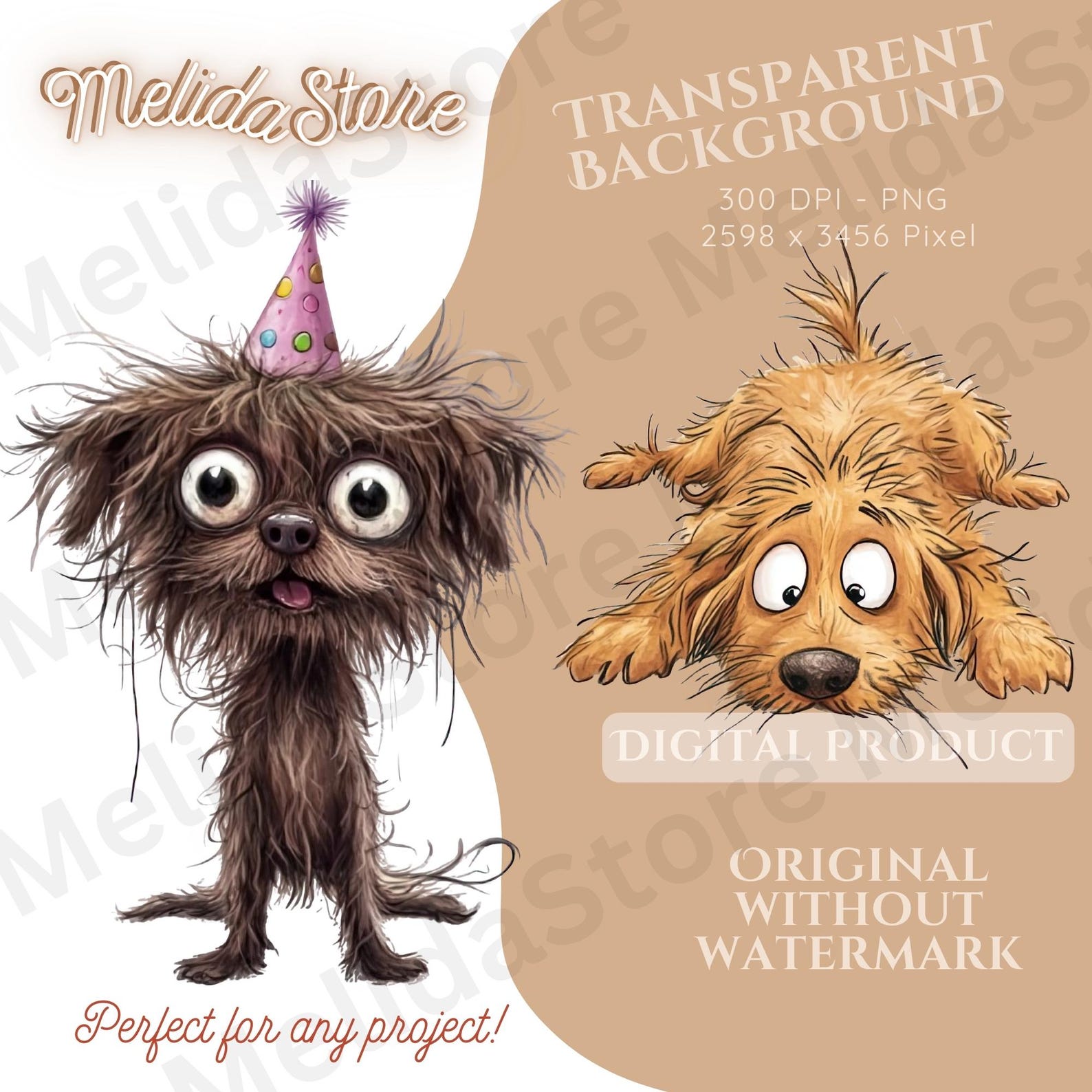 20 Frazzled Dogs-clipart-pack I 20PNG I Cartoon Dogs I Messy Dogs I ...