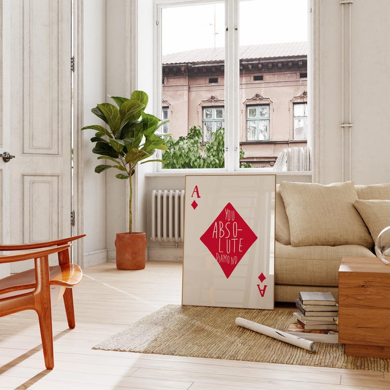 You Absolute Diamond Print Playing Card Print Trendy Wall Art Home ...