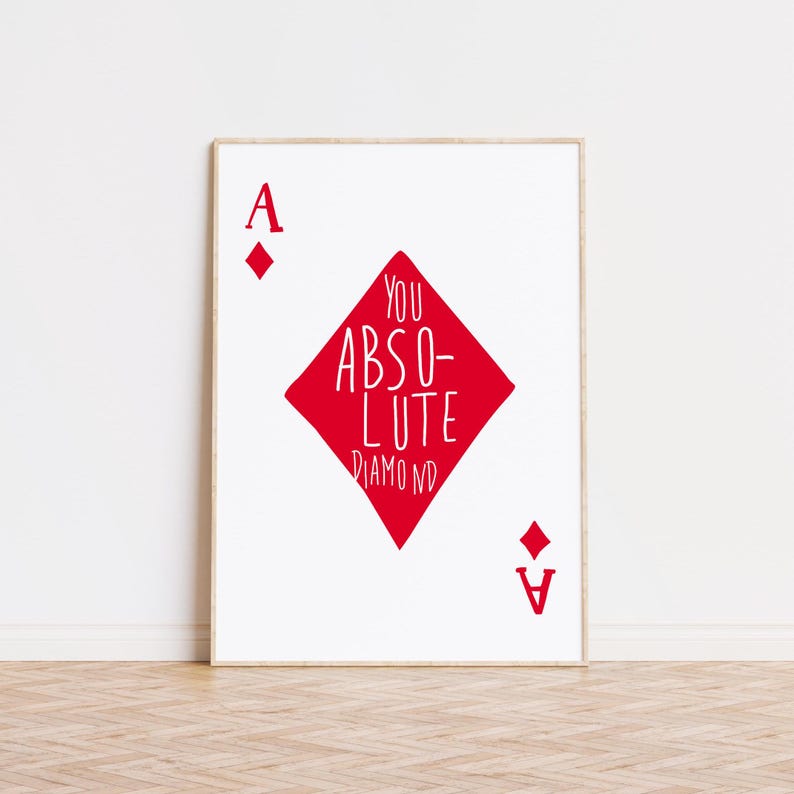 You Absolute Diamond Print Playing Card Print Trendy Wall Art Home ...